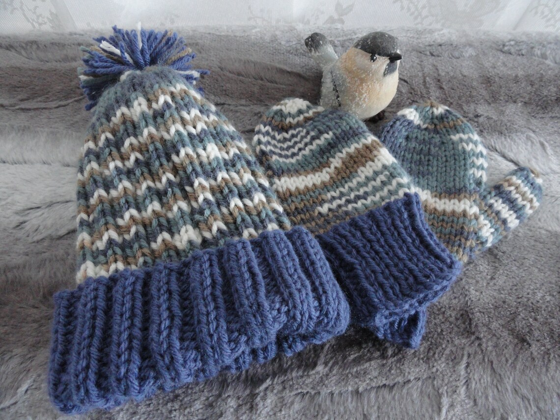 Cozy Handmade Knit Hat and Mitten Set child's Hat and Mitten Set ...