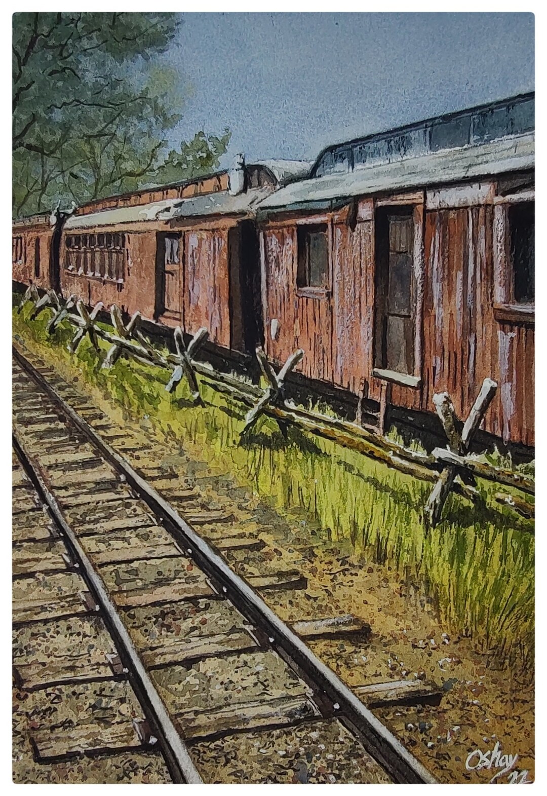 Forgotten Train, Watercolor Painting, Original Hand-painted Art (7"x10 ...