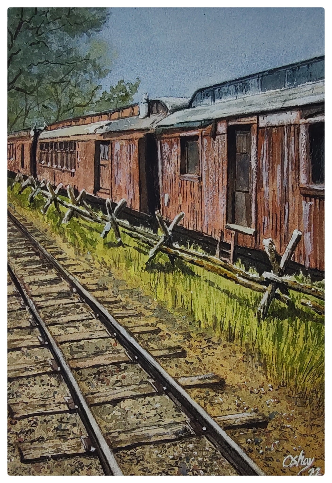Forgotten Train, Watercolor Painting, Original Hand-painted Art (7"x10 ...