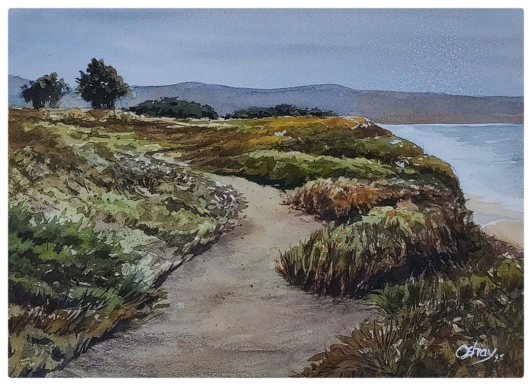 Pacific Path, Watercolor Painting, Original Hand-painted Art (12"x9 ...