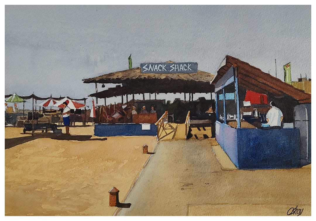 Shack by the Shores, Watercolor Painting, Original Hand-painted Art (14 ...