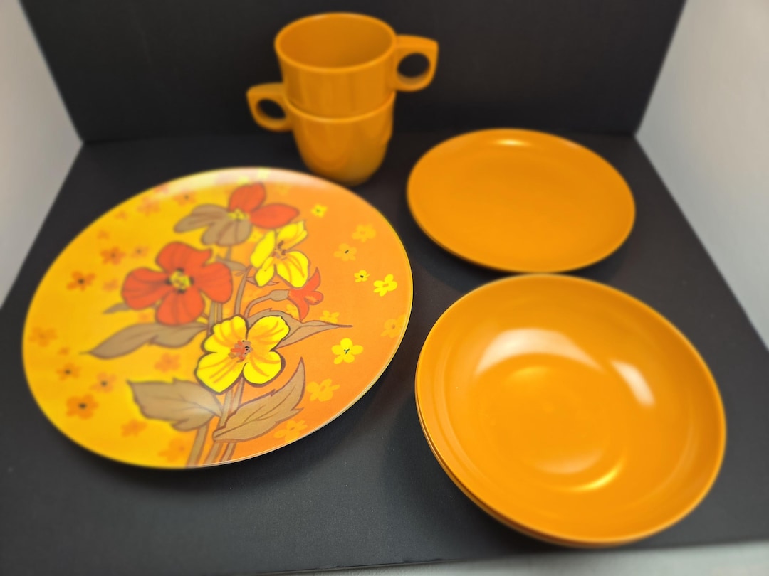 RARE Groovy Melamine Dish Set, so Vintage, 8 Piece Set for a Table for ...