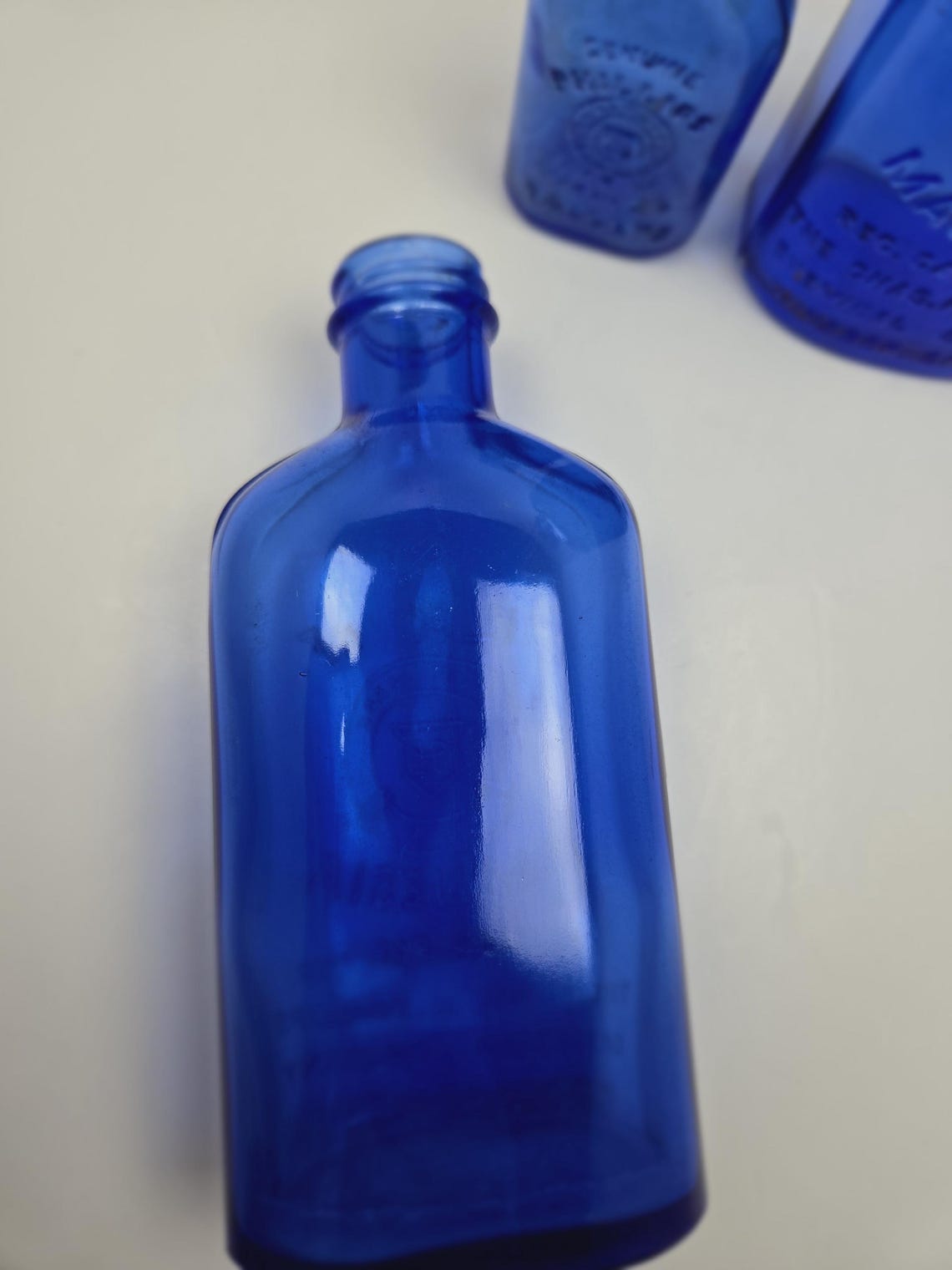Very Vintage Blue Glass Milk of Magnesia Bottles, Set of 3, 2 Large and ...