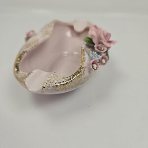 Vintage Lefton Pink Porcelain Ladies Ashtray so Feminine W/ Pink & Blue ...