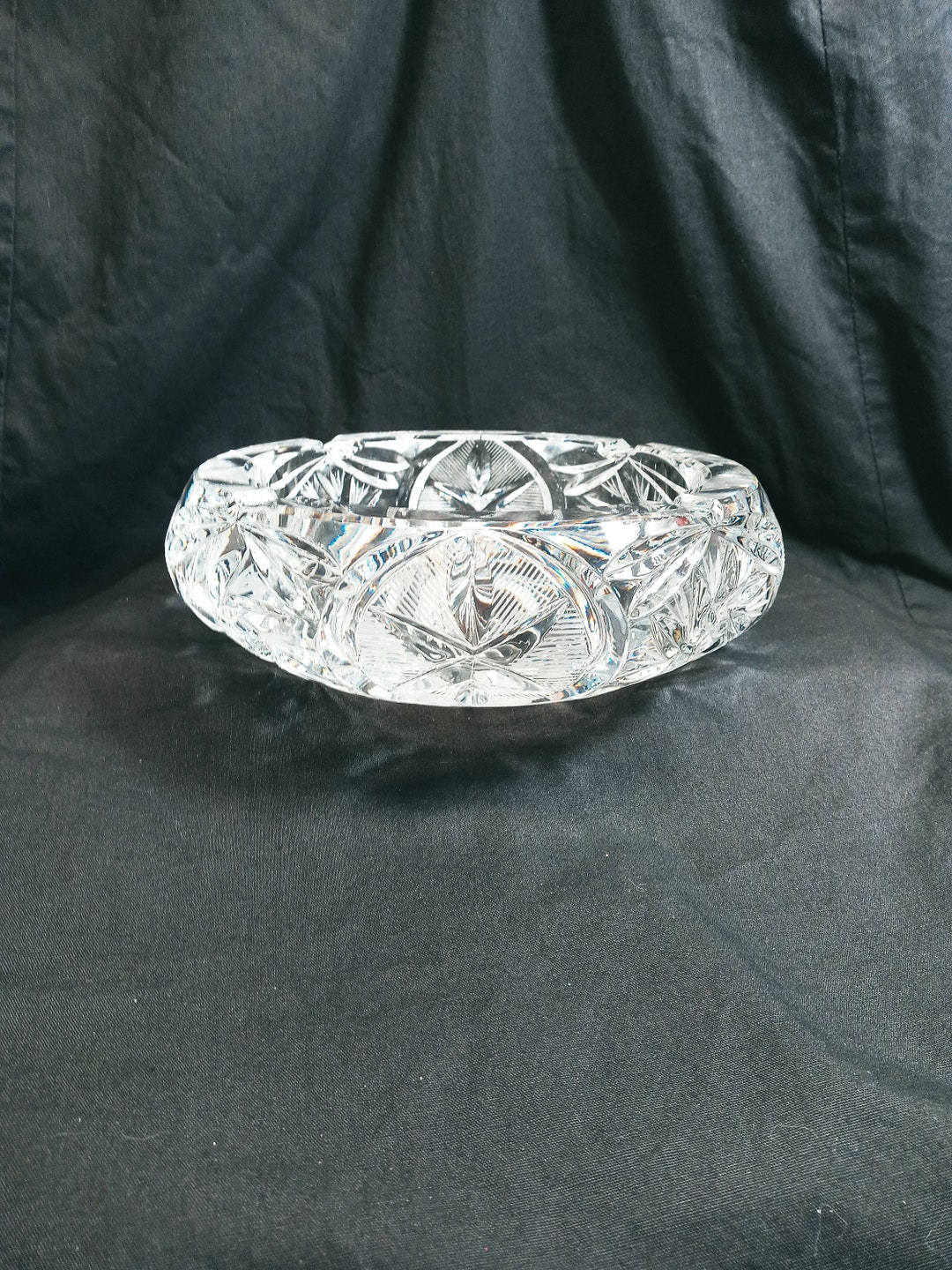 Vintage Crystal Ashtray, With Pinwheels and Stars Etched, Excellent ...