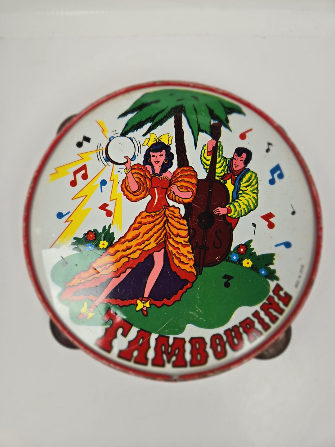 Vintage, US Metal Company Toy Tambourine, With Spanish Flamenco Dancers ...
