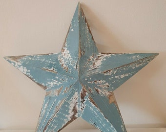 Blue Washed Wooden Amish Barn Star Large 40cm Shabby Chic - Etsy UK