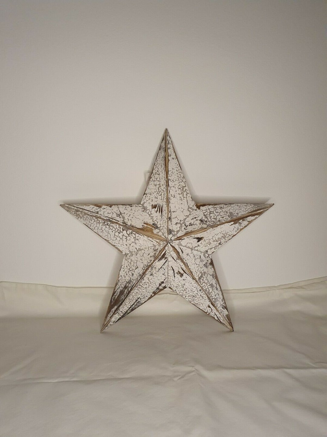 White Washed Wooden Amish Barn Star Large 54cm Shabby Chic Rustic Wall ...