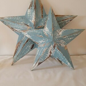 Blue Washed Wooden Amish Barn Star Large 40cm Shabby Chic Rustic Wall ...
