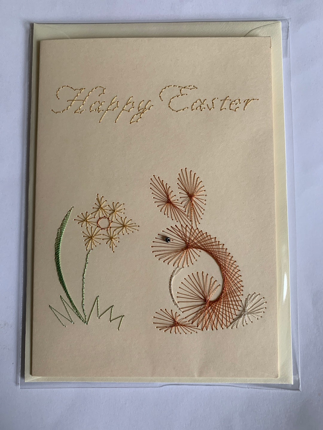 Hand Stitched Hand Made Easter Card, Easter Rabbit, Happy Easter ...