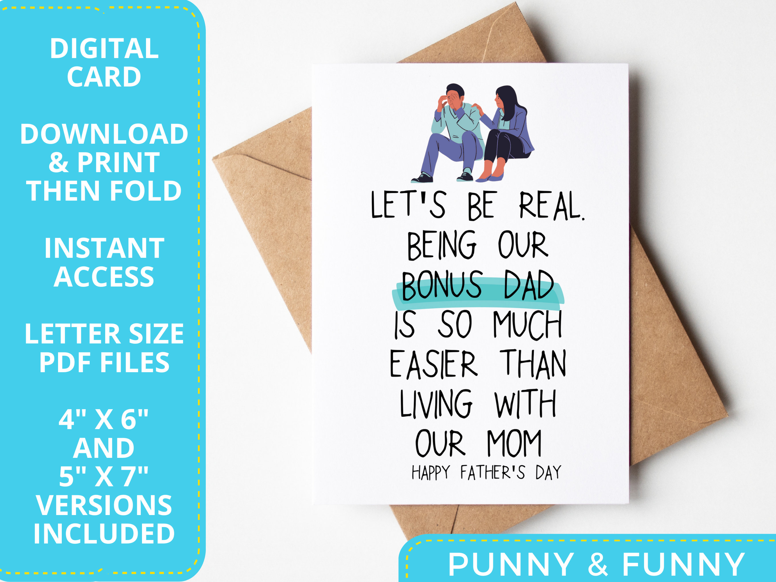 Funny Stepdad Father's Day Printable Card | Lets Be Real | From Step ...