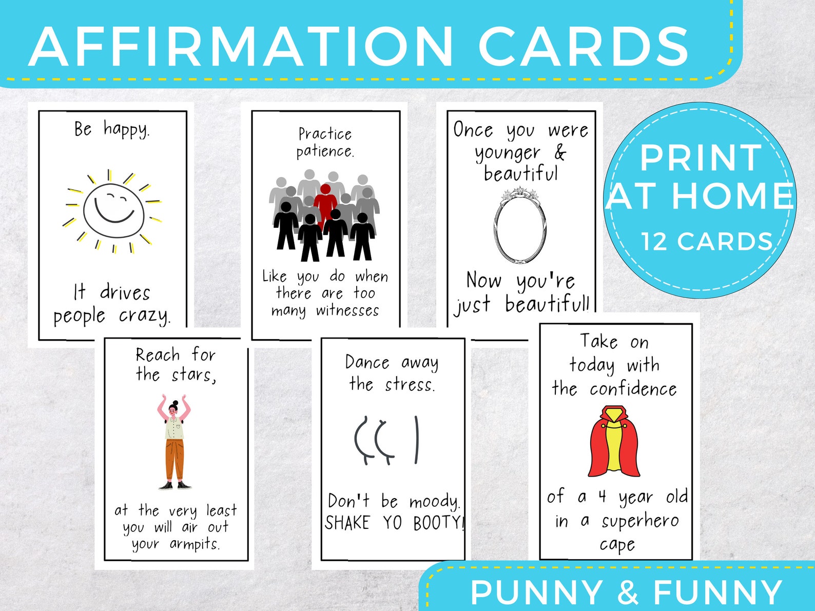 Funny Affirmation Cards Printables Set 2 | Sarcastic Affirmation Cards ...