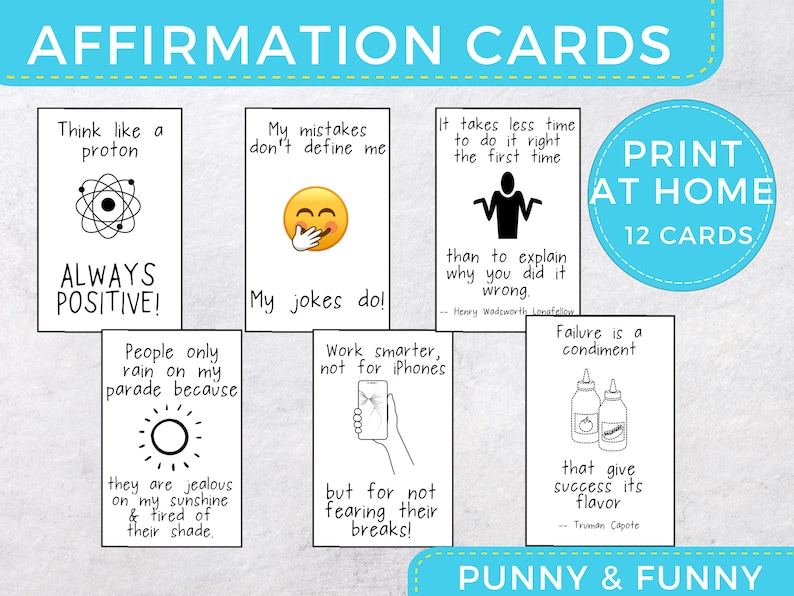 Funny Affirmation Cards Printable Set 5 | Sarcastic Affirmation Cards ...