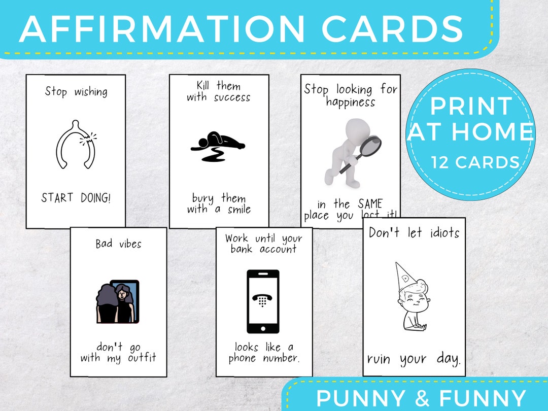 Funny Affirmation Cards Printable Set 5 | Sarcastic Affirmation Cards ...