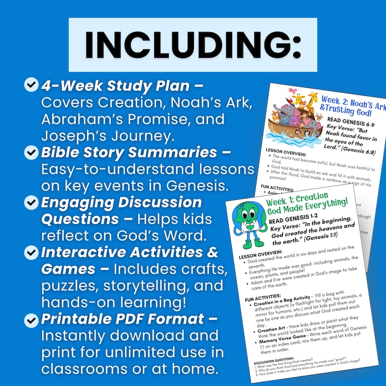 Genesis Bible Study for Kids: Printable Activities & Lessons (PDF) - Etsy