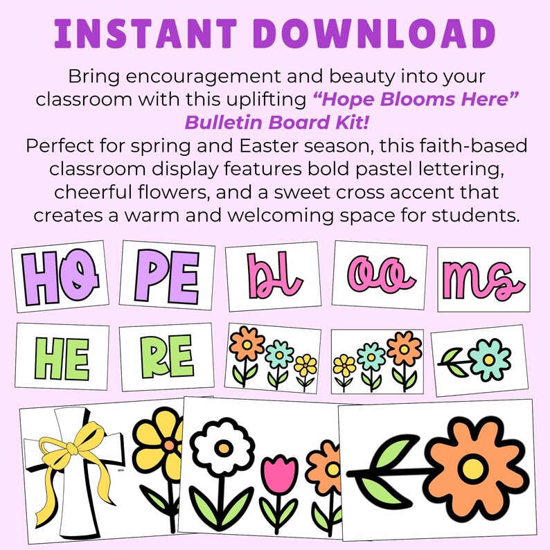 Hope Blooms Here Spring Bulletin Board Kit | Christian Classroom Decor ...