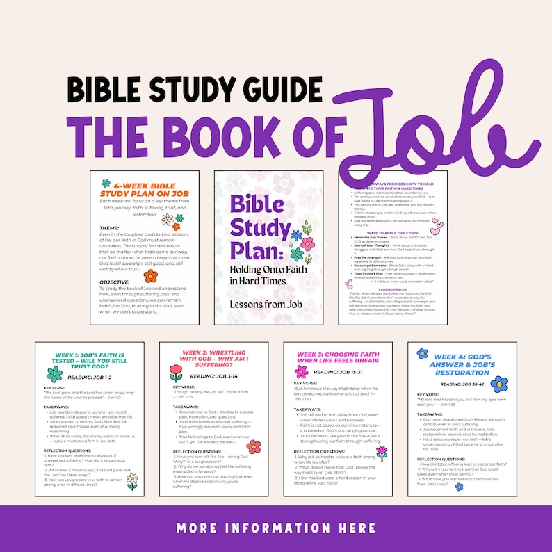 Job Bible Study: 4-week Christian Study Guide (digital Download) - Etsy