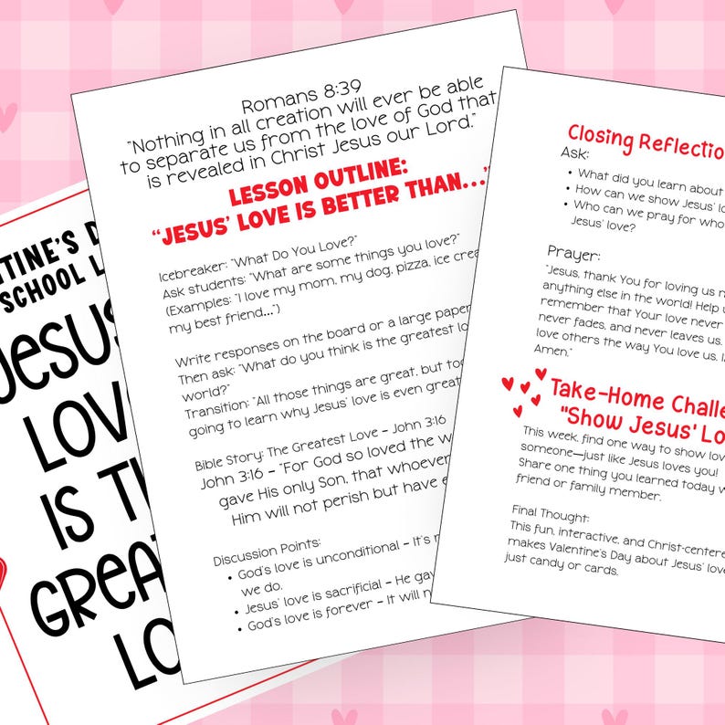 Valentine's Day Sunday School Lesson: Jesus' Love (digital PDF) - Etsy