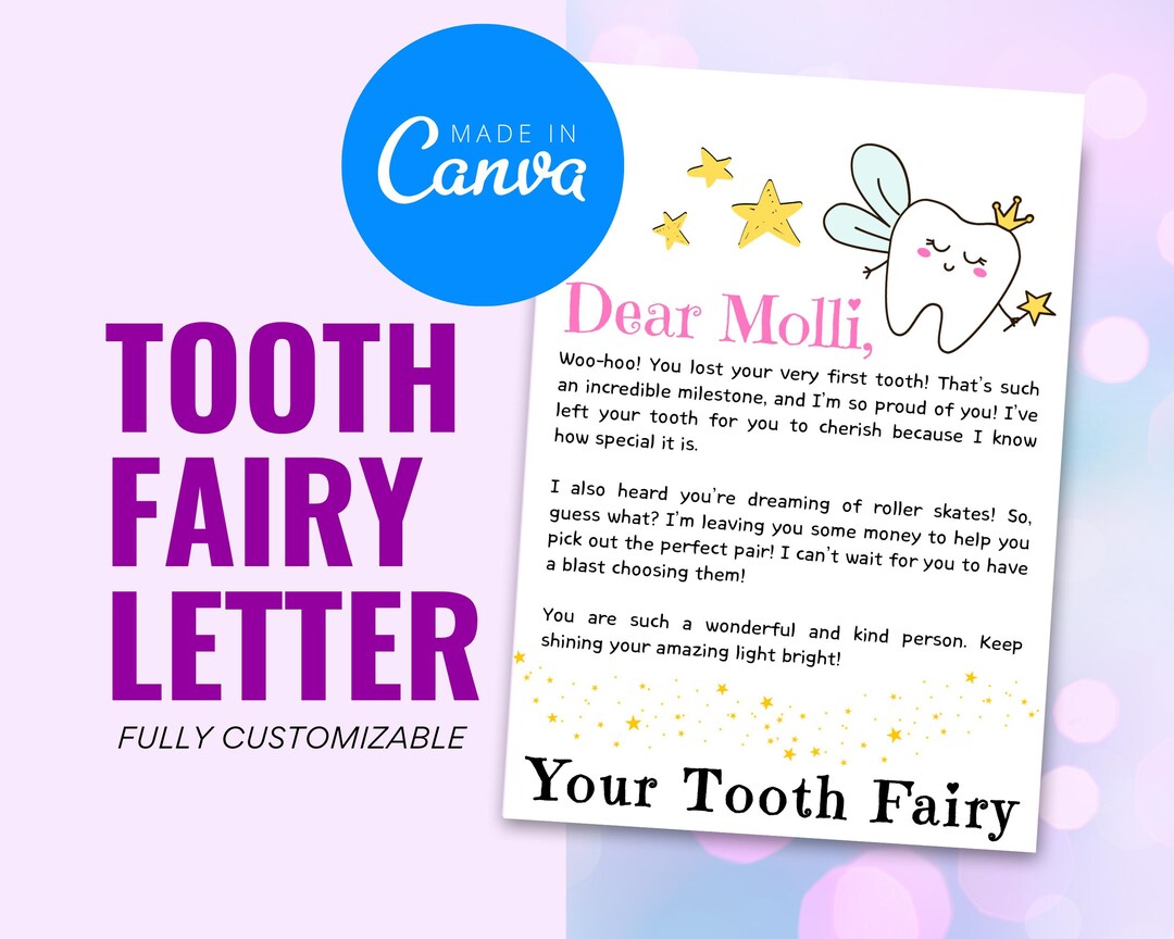 Tooth Fairy Letter, Editable Tooth Fairy Note, Tooth Fairy Printable ...