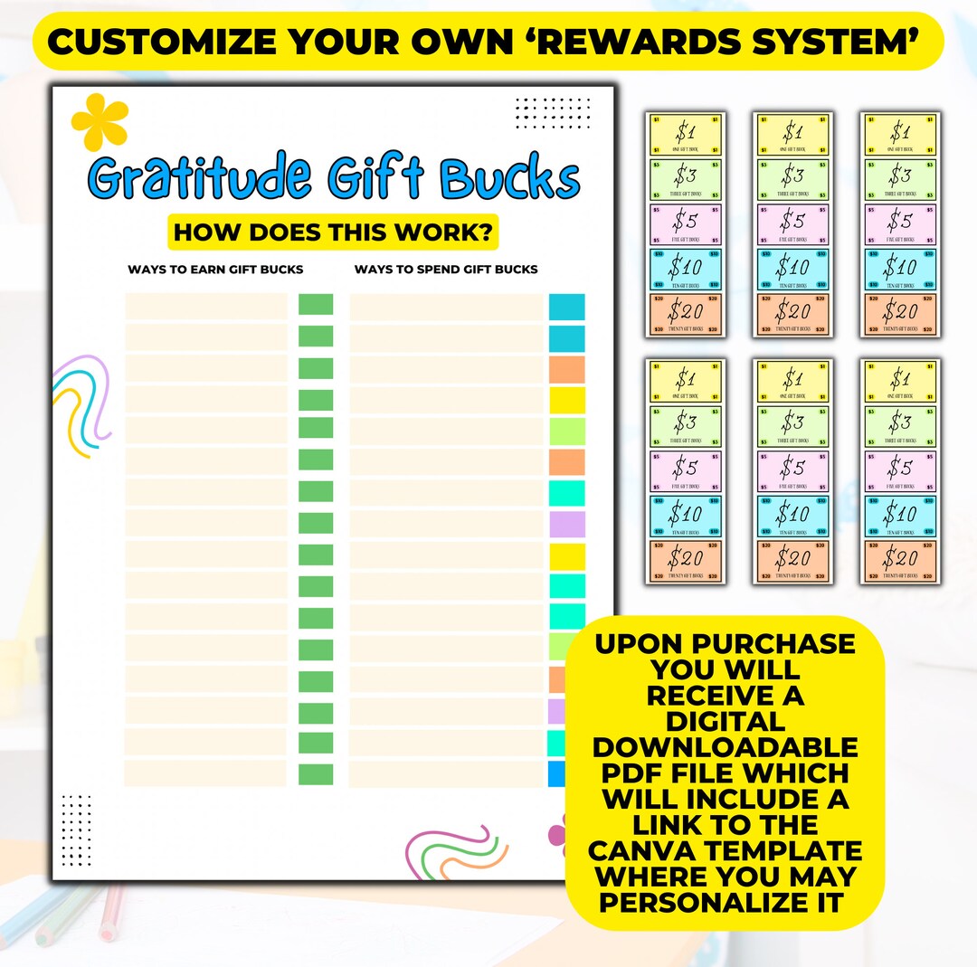 Editable Kids Reward Bucks | Printable | Mom Bucks, PDF Reward System ...