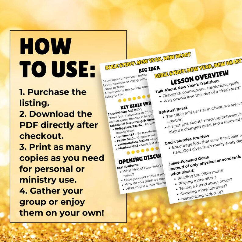 New Year Bible Study Lesson for Kids, Printable Devotional (instant ...