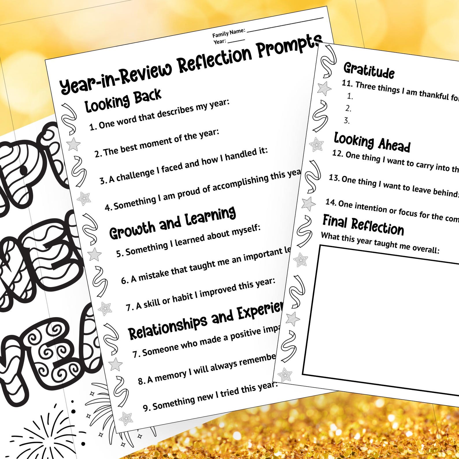 New Year Activity Printable Bundle | Kids & Family Worksheets (instant ...