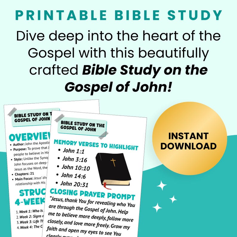 Gospel of John Bible Study: Printable Christian Devotional (digital ...