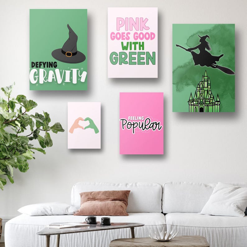 Wicked Inspired Wall Art: Pink & Green Decor (digital Download) - Etsy