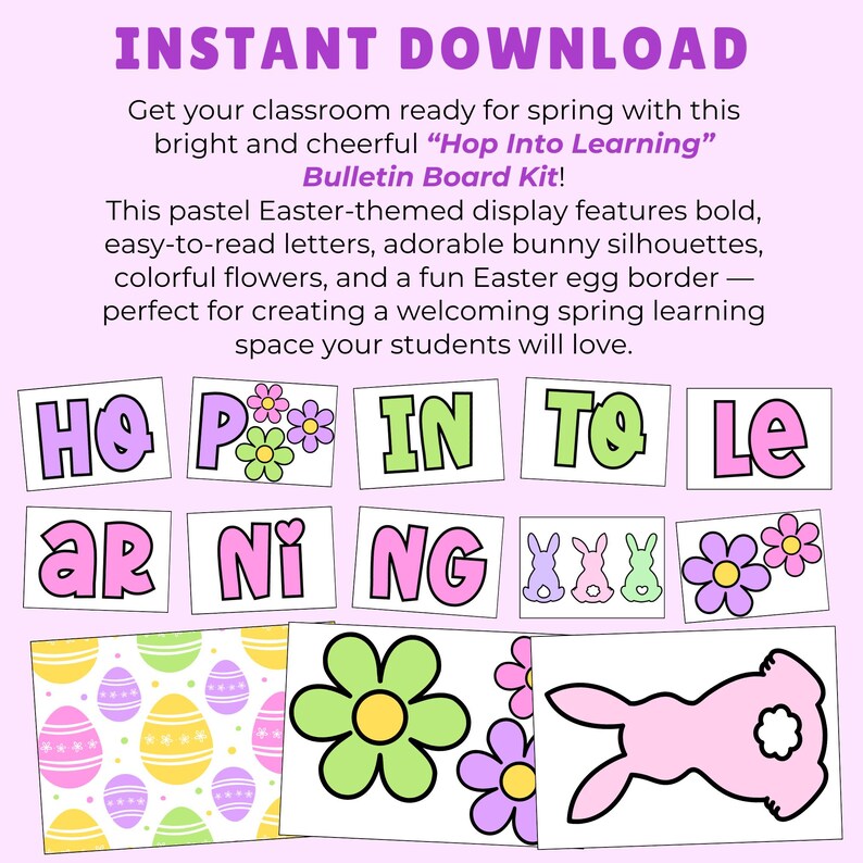 Spring Classroom Bulletin Board Kit | Easter Bunny Decor (digital ...