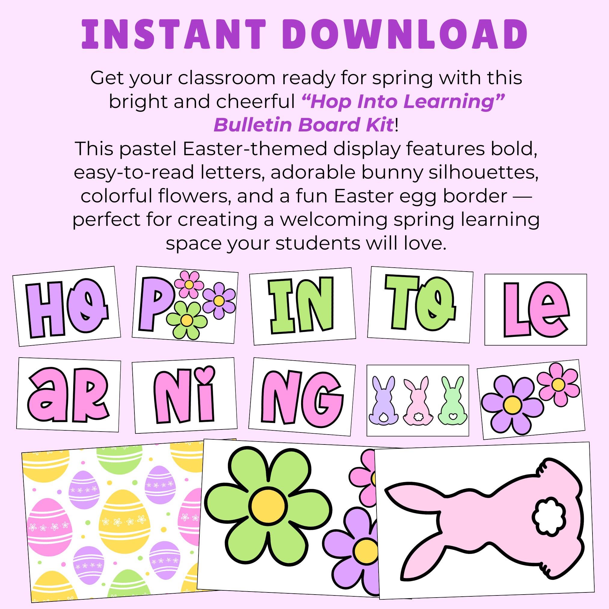 Spring Classroom Bulletin Board Kit | Easter Bunny Decor (digital ...