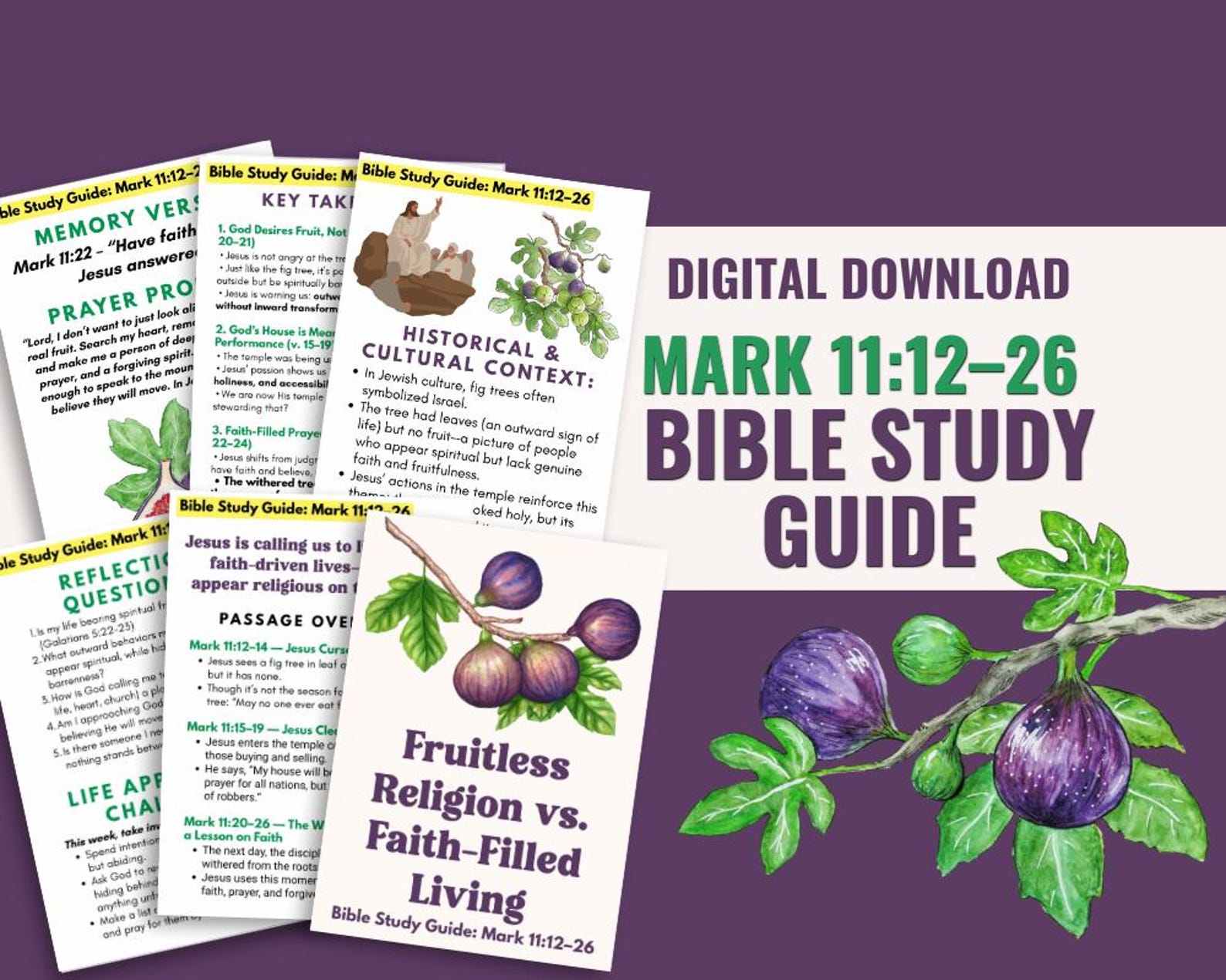 Mark 11:12-26 Bible Study Guide – Fig Tree, Faith & Prayer (digital ...
