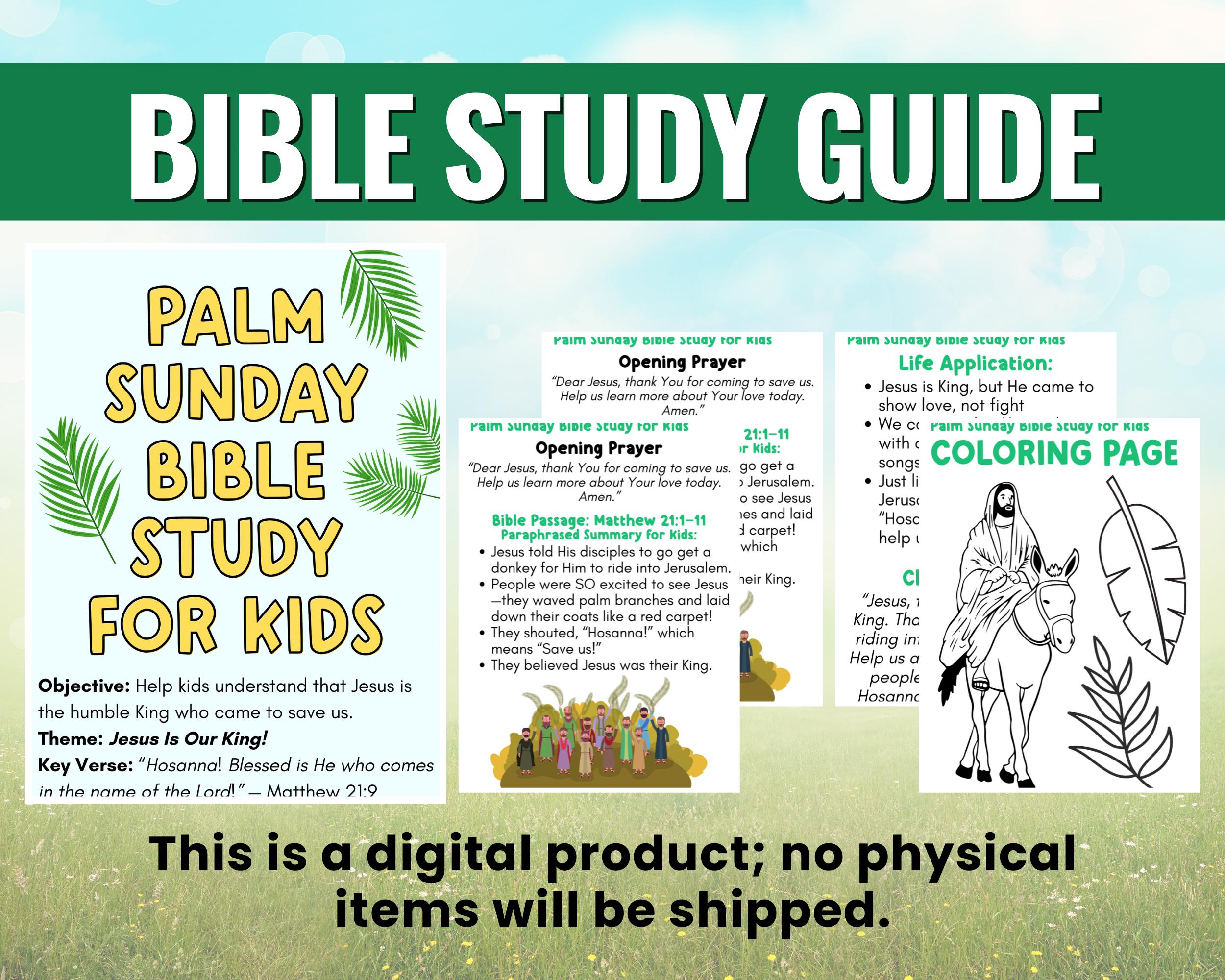 Palm Sunday Bible Study for Kids: Printable Easter Lesson (PDF) - Etsy