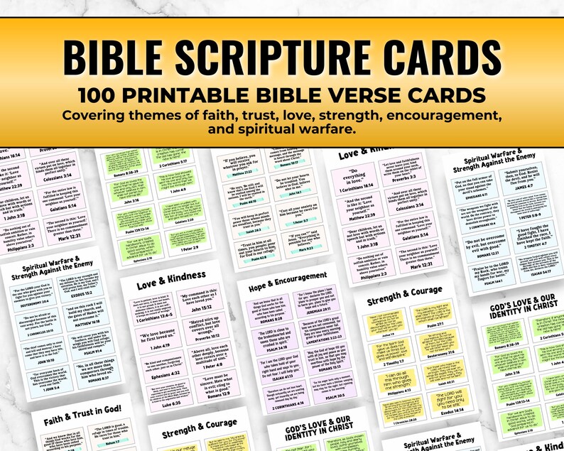 100 Printable Bible Verse Cards: Christian Scripture (digital Download ...