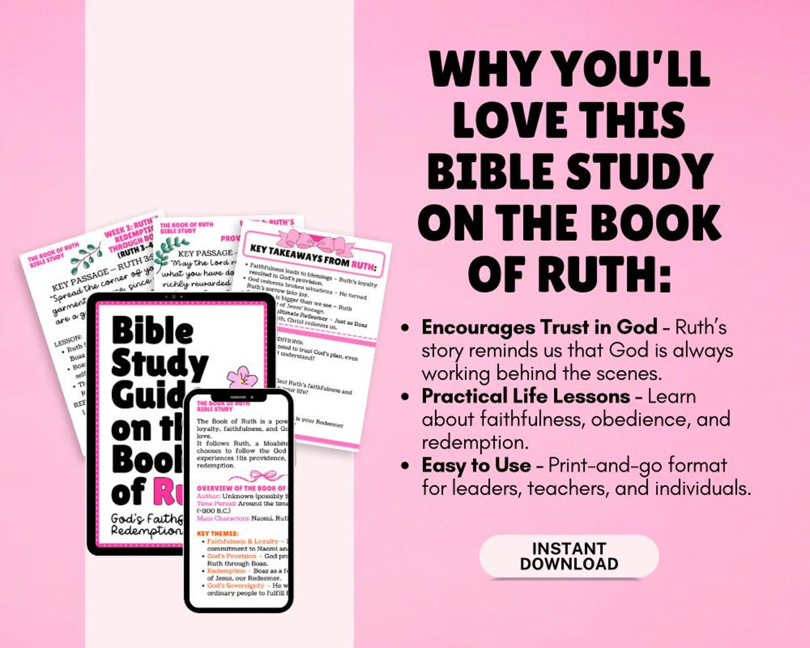 Ruth Bible Study Guide | Printable Women’s Bible Study | Sunday School ...