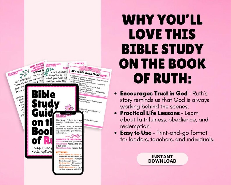 Ruth Bible Study Guide | Printable Women’s Bible Study | Sunday School Lesson | Christian ...