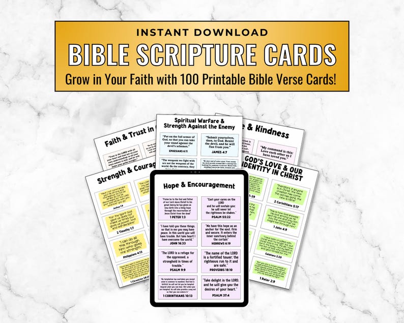 100 Printable Bible Verse Cards: Christian Scripture (digital Download ...