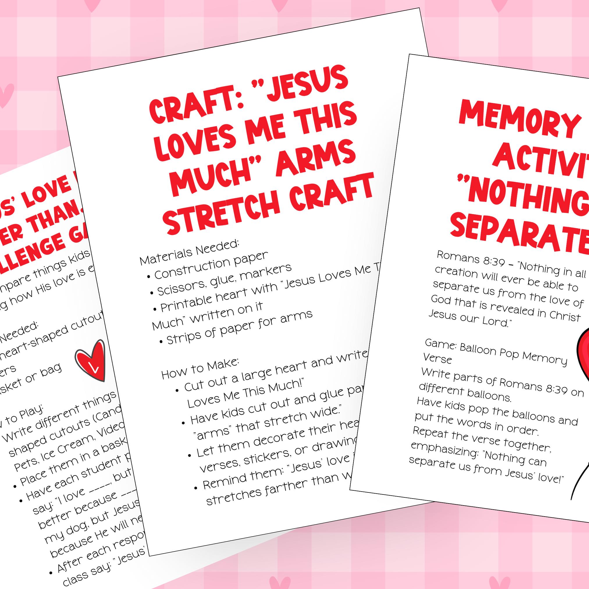 Valentine's Day Sunday School Lesson: Jesus' Love (digital PDF) - Etsy