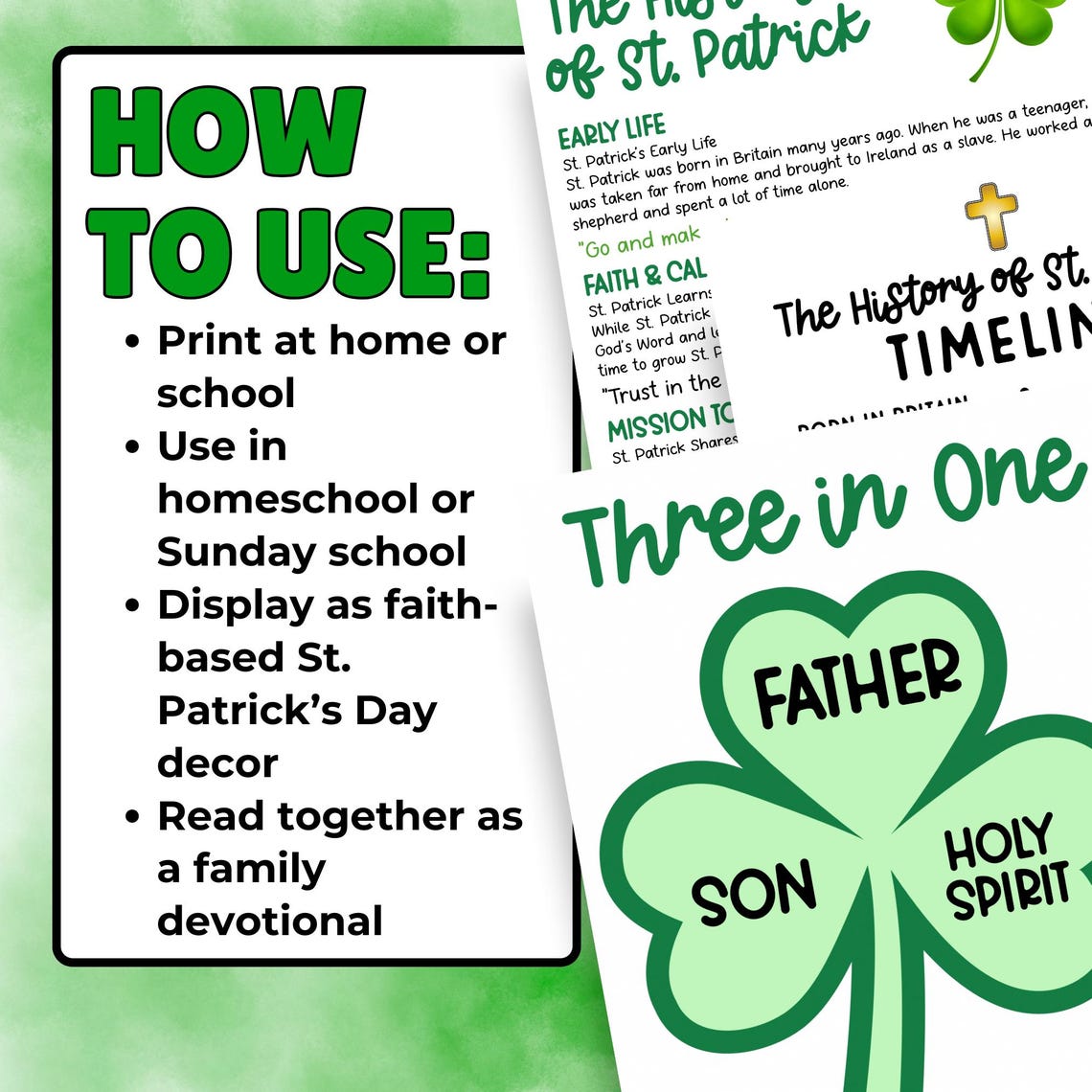 Christian St. Patrick's Day Printable | Trinity Shamrock Lesson (PDF ...