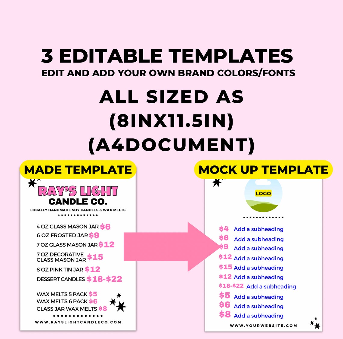Small Business Sign Bundle: Vendor Table Canva Templates (digital ...
