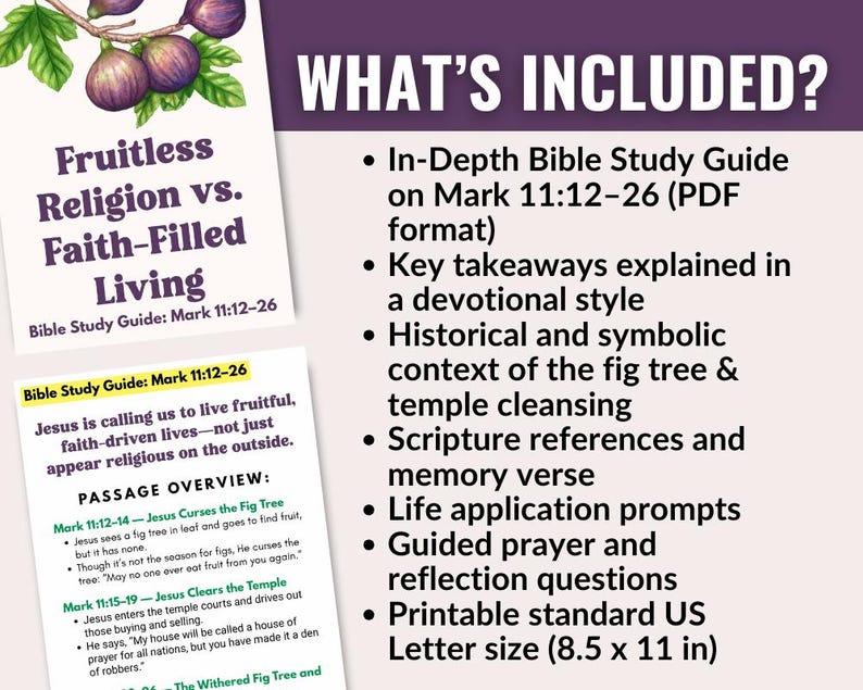 Mark 11:12–26 Bible Study | Printable Scripture Study on the Fig Tree ...