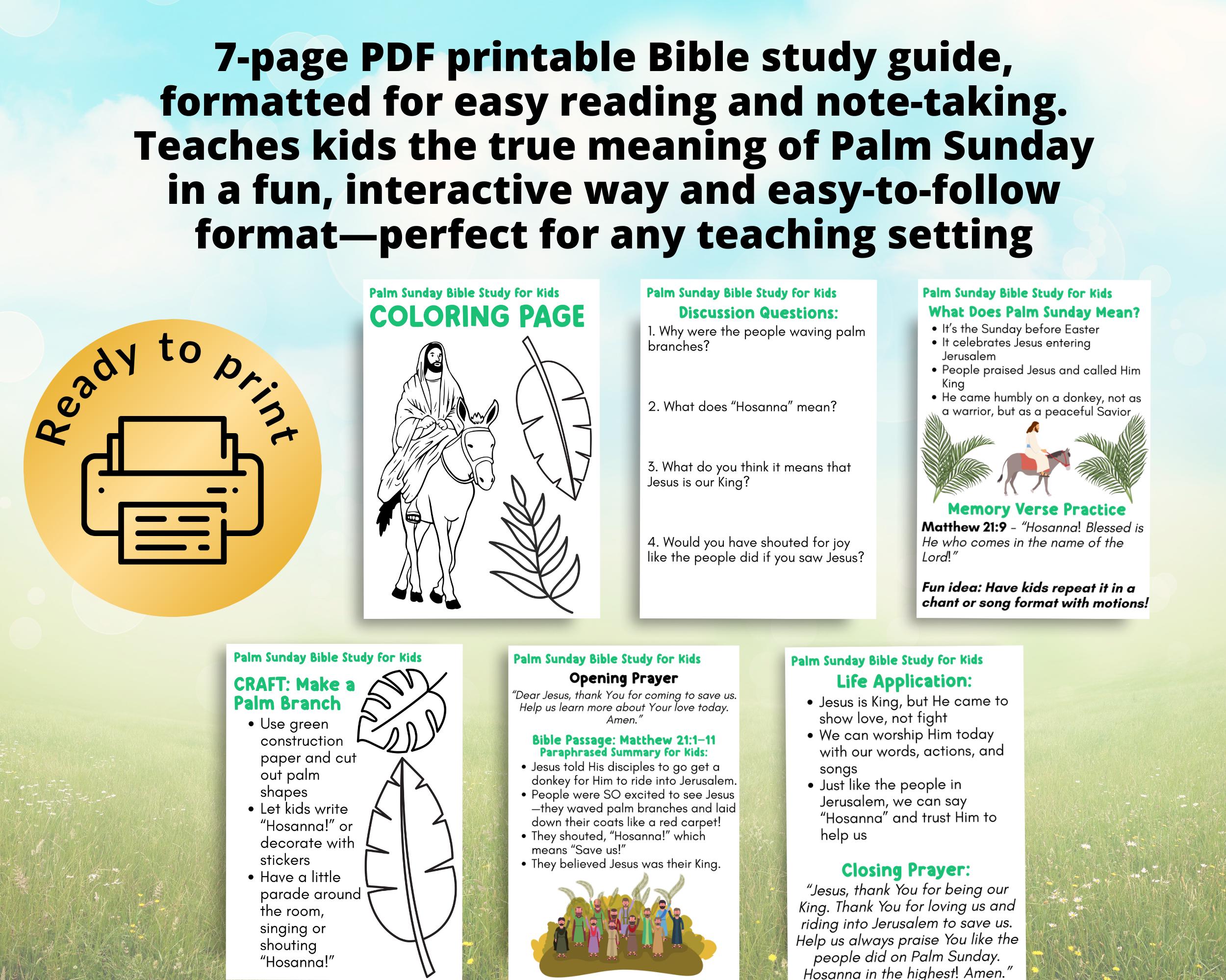 Palm Sunday Bible Study for Kids | Childrens Palm Sunday | Printable ...