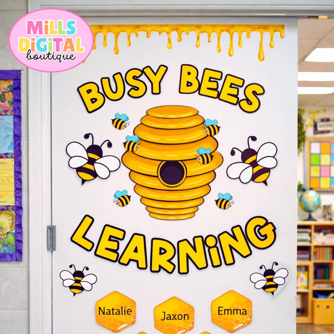 Busy Bees Learning Classroom Door Decor Kit | Spring Bee Bulletin Board ...