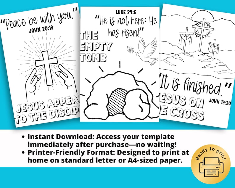 Easter Story Coloring Pages | 10 Printable Bible Verse Coloring Sheets ...