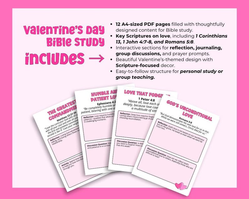 Valentine’s Day Bible Study Printable | Digital Download | Love Themed ...