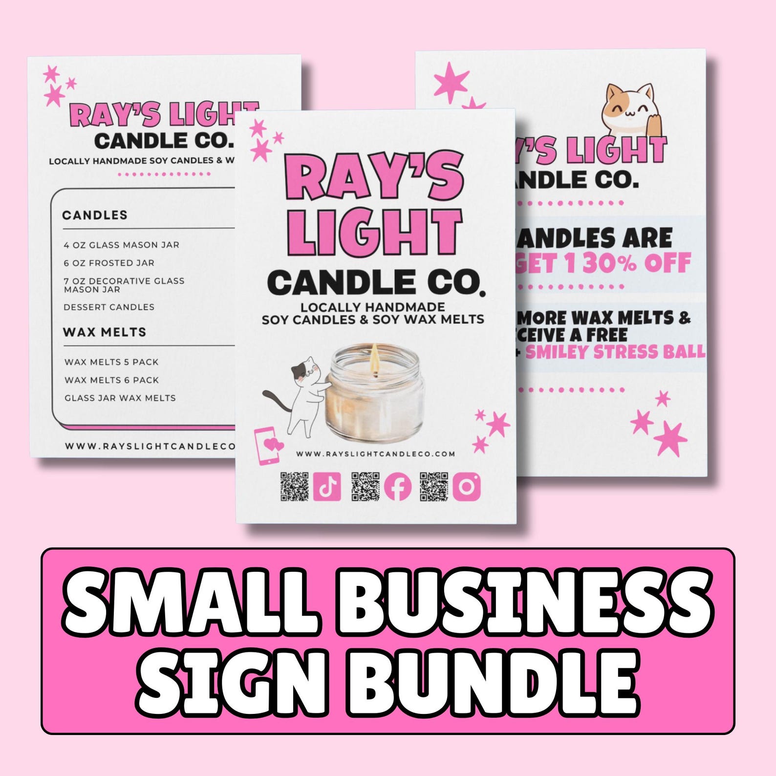 Vendor Table Sign Bundle | Editable Canva Templates, QR Code (instant ...