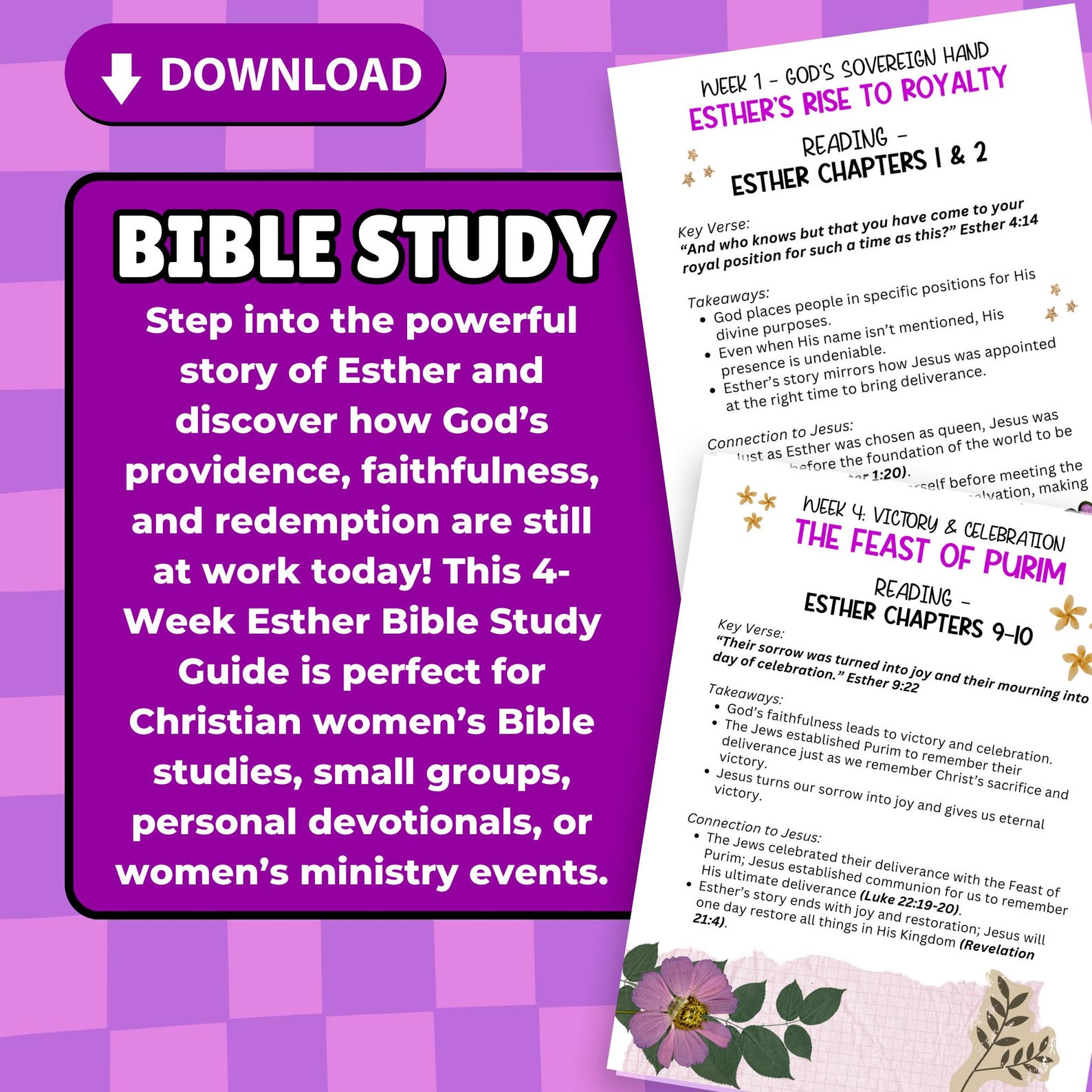 Esther Bible Study Guide: Christian Women's 4-week Curriculum (digital ...