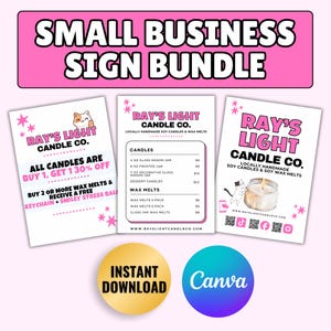 Vendor Table Sign Bundle | Editable Canva Templates, QR Code (instant ...