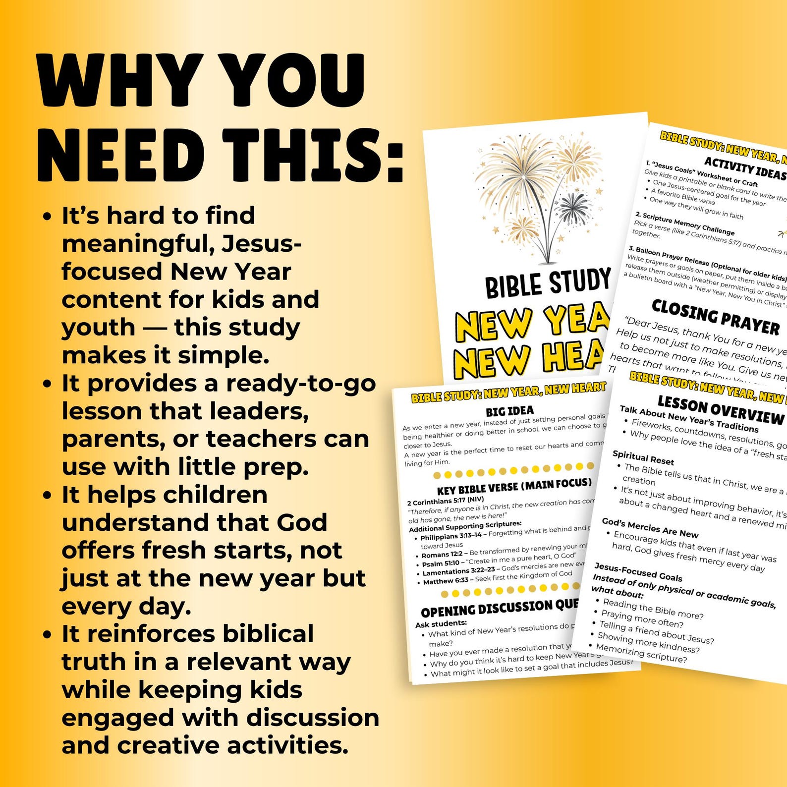 New Year Bible Study Lesson for Kids, Printable Devotional (instant ...