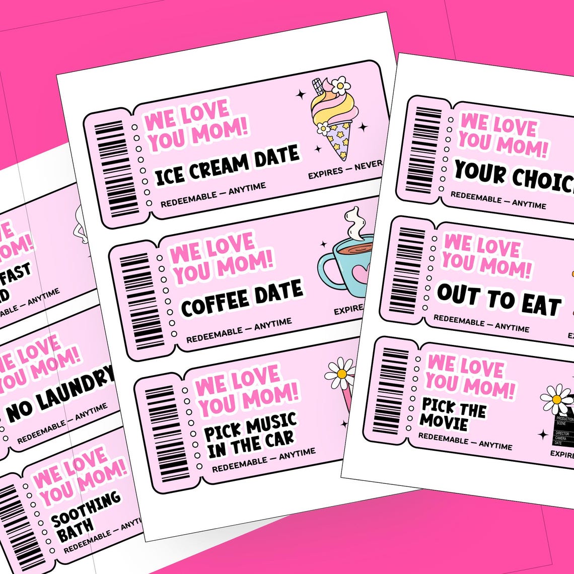 Mother's Day Printable Coupons: DIY Gift for Mom (PDF) - Etsy