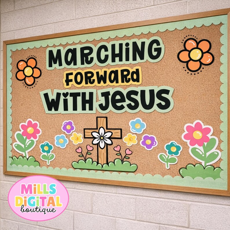 Marching Forward With Jesus Bulletin Board Kit | Spring Christian ...